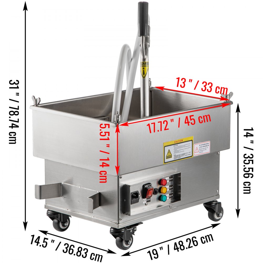 VEVOR Mobile Fryer Filter, 44 LBS/22 L/5.8 Gal Capacity, 300W Oil ...