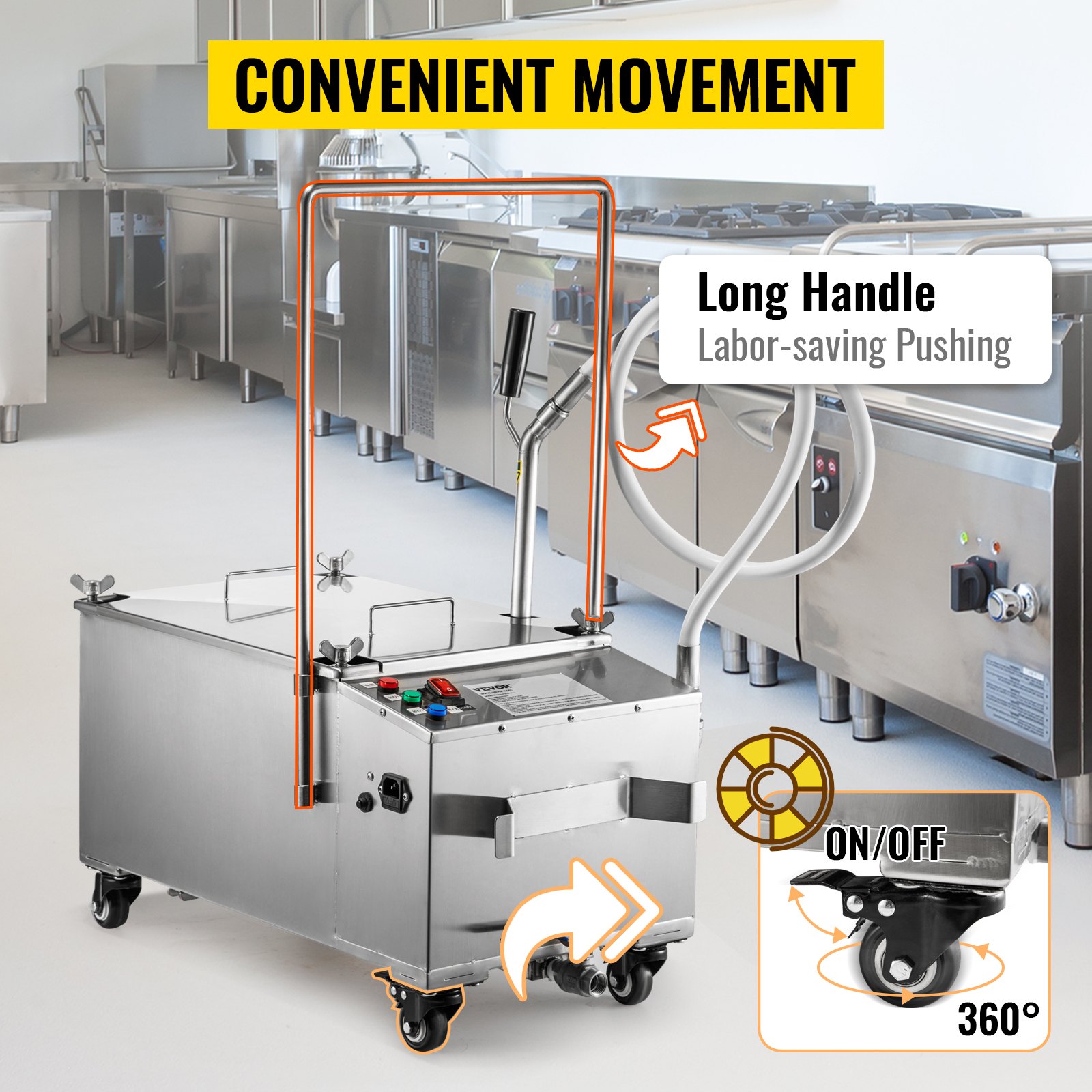 VEVOR Mobile Fryer Filter, 80 LBS/40 L/10.56 Gal Capacity, 300W Oil ...