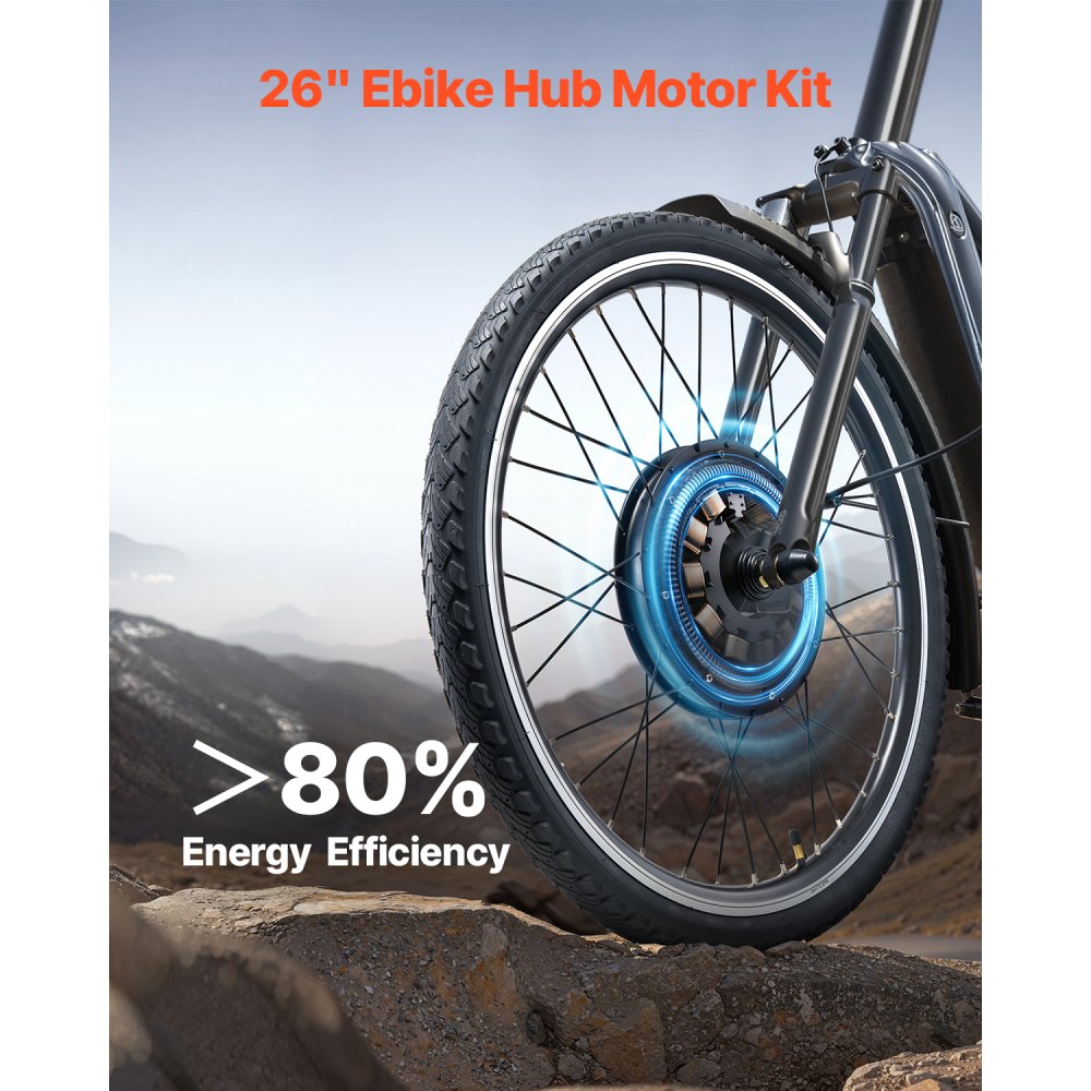 1000W Electric Bike Conversion Kit 48V 420rpm 26" Front Wheel E-Bike ...