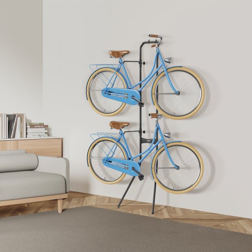 VEVOR 2 Bike Storage Rack, Free Standing Gravity Wall Vertical Bike ...