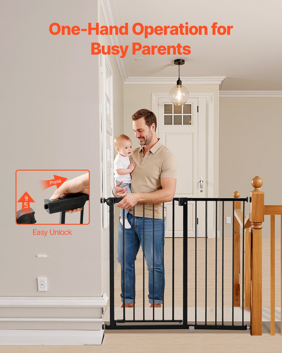 VEVOR High Dog Gate – 26–40" Width, 36" Height, Black