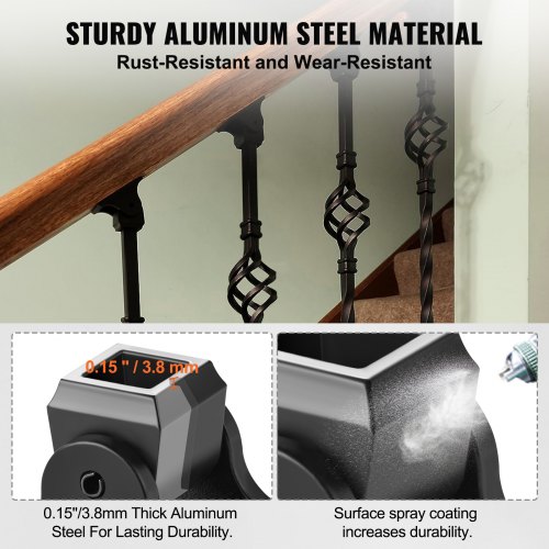 VEVOR Aluminum Alloy Baluster Shoes Square Balusters Baluster Wrought ...