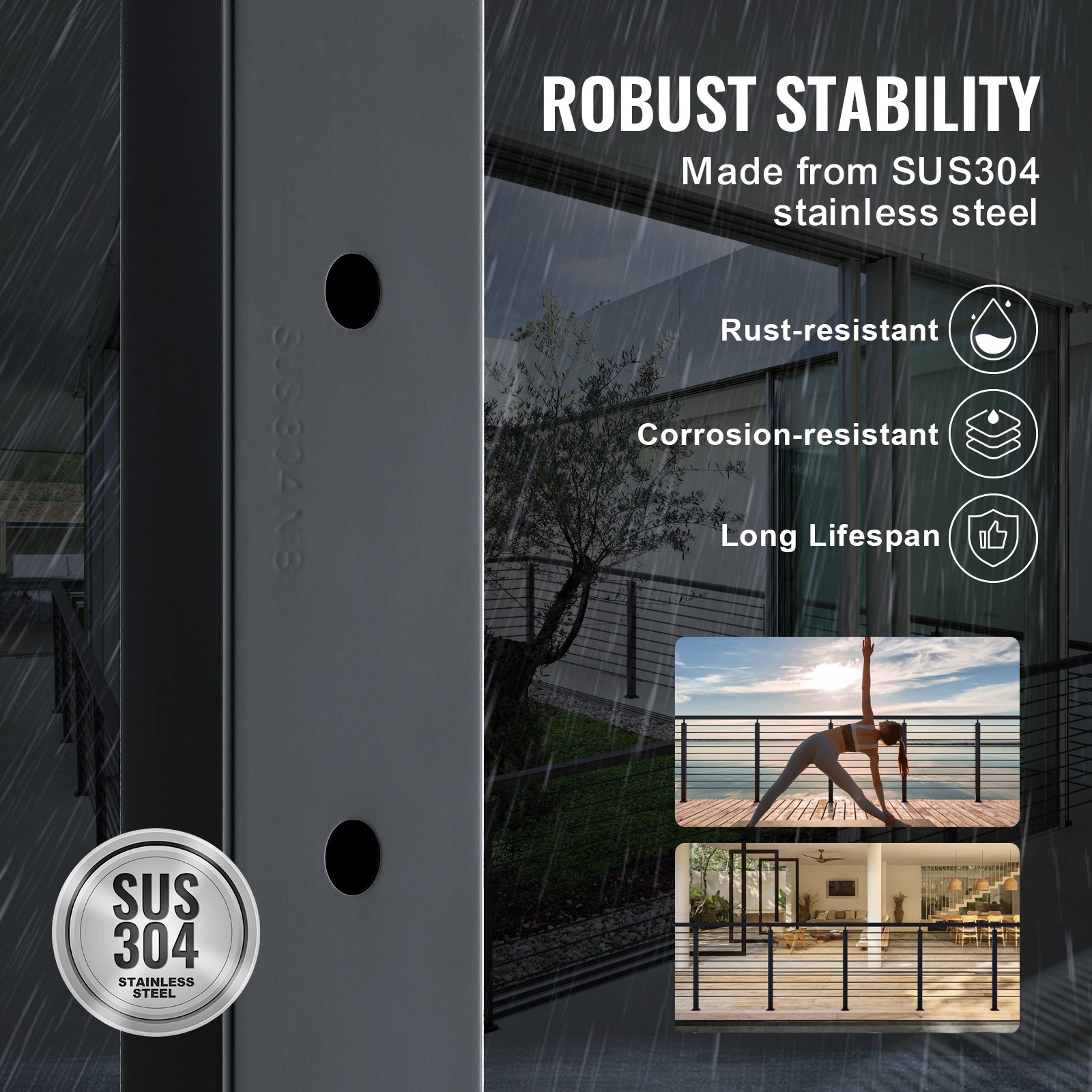 VEVOR VEVOR Cable Railing Post Deck Railing 42x2x2 | VEVOR AU