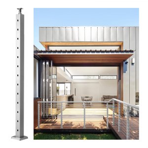VEVOR Cable Railing Post, 42" x 2" x 2" Steel Horizontal Hole Deck ...