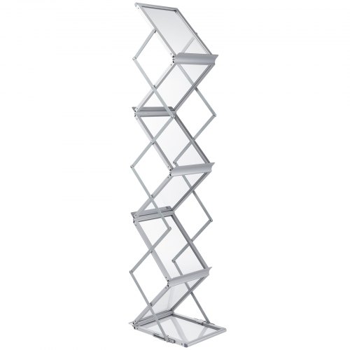 VEVOR Literature Rack, 6 Pockets, Pop up Aluminum Magazine Rack ...