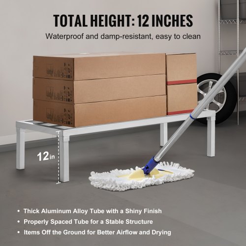 VEVOR Aluminum Dunnage Rack, 48” x 20” Commercial Food Floor Rack, 12 ...