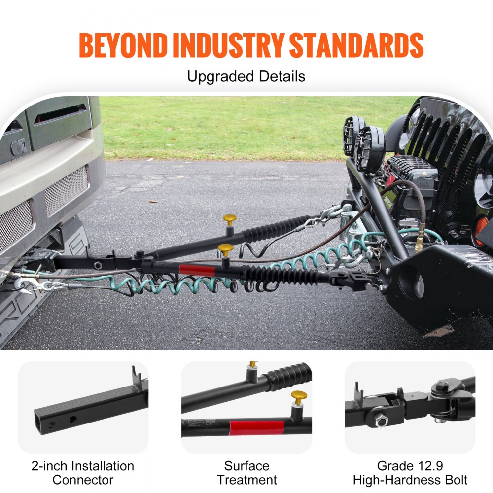 VEVOR Tow Bar, 10000 lbs Towing Capacity with Ropes, Powder-Coating ...