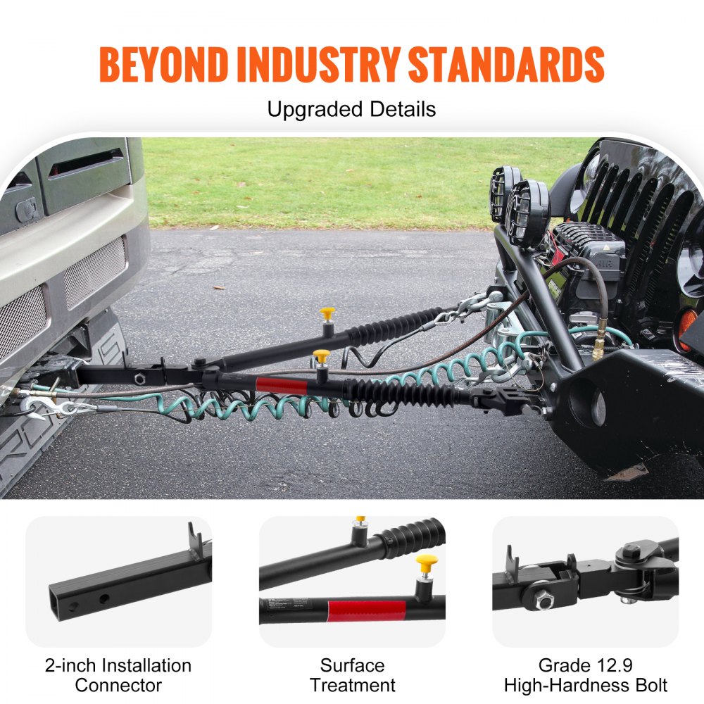 VEVOR Tow Bar, 10000 lbs Towing Capacity with Ropes, Powder-Coating ...