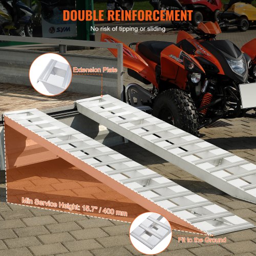 VEVOR Loading Ramps, 2 Pcs 94 x 15 in, Durable Aluminum and Heavy-Duty ...