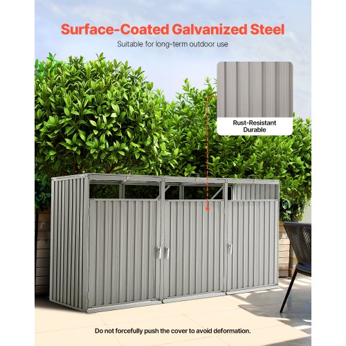 Trash Can Storage Garbage Can Storage Shed 3 x 52.79 Gal for Trash Cans ...