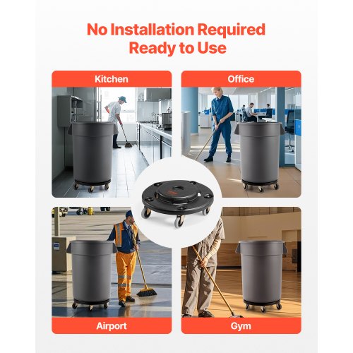 Round Trash Can Dolly Fit 20, 32, 44, 55 Gal Garbage Container 500lbs ...