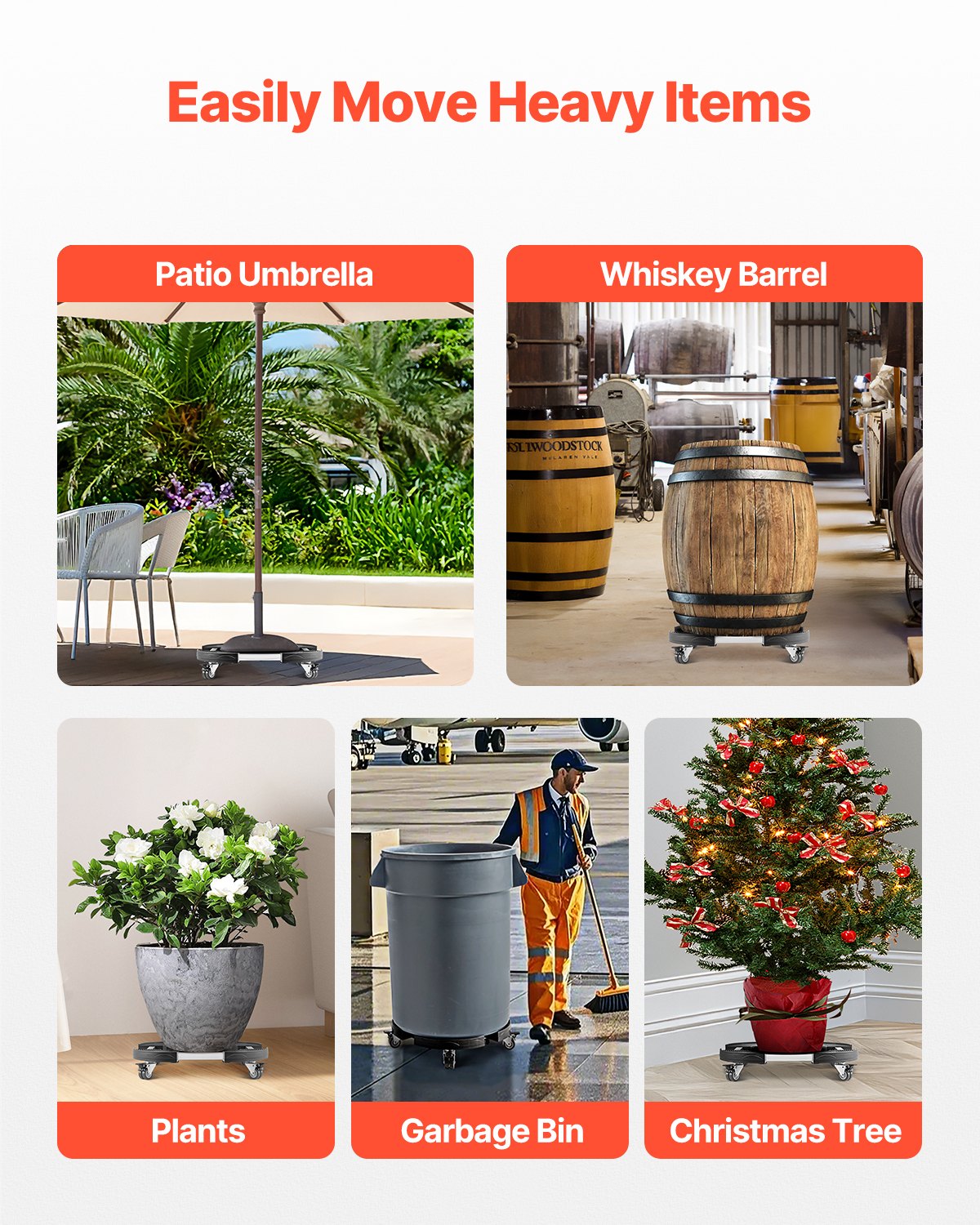 VEVOR Trash Can Roller Base— Heavy-duty with Wheels