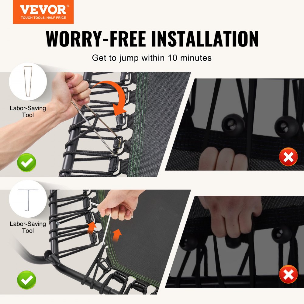 VEVOR 54.5" Mini Fitness Trampoline Adults Indoor Exercise Rebounder ...