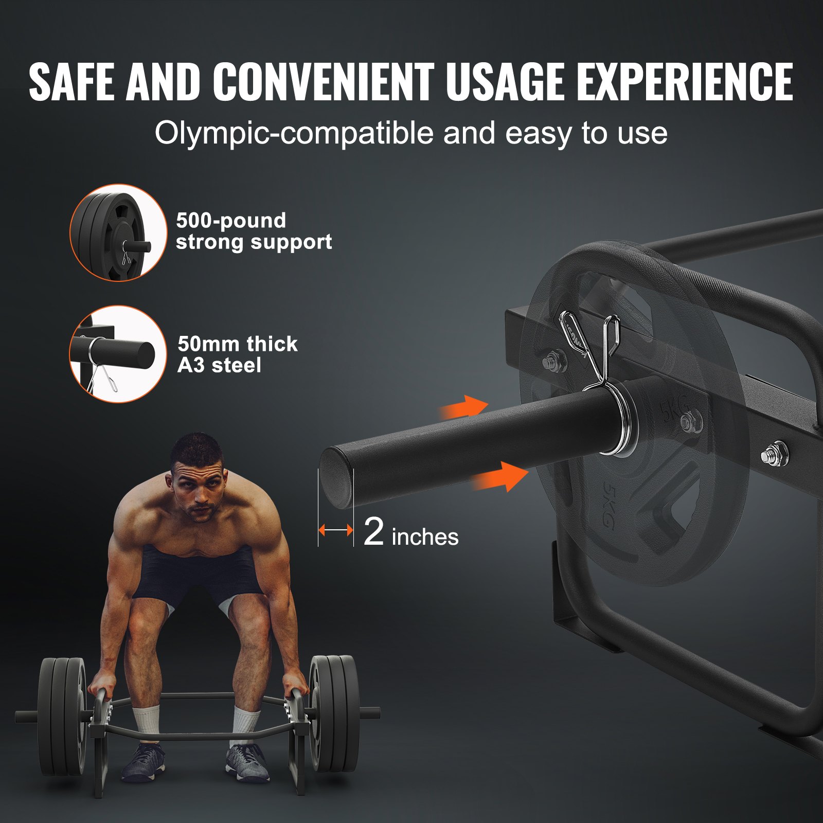 VEVOR Olympic Trap Bar, 500 LBS Olympic Hex Barbell Trap Bar, 55.7 ...