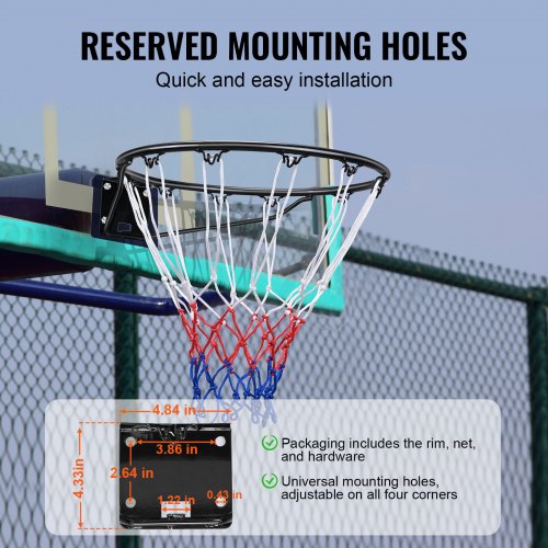 VEVOR Basketball Rim, Wall Door Mounted Basketball Hoop, Heavy Duty ...