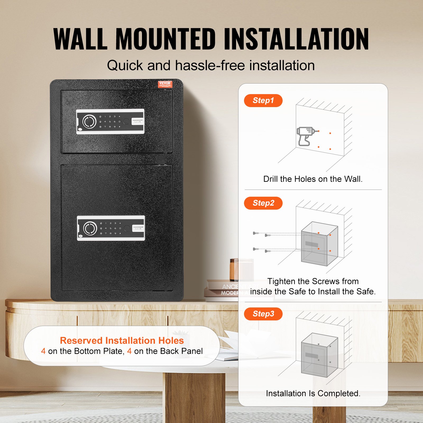 VEVOR Double Doors 4.5 cu.ft Safe Box with Key Lock & Password, Safe ...