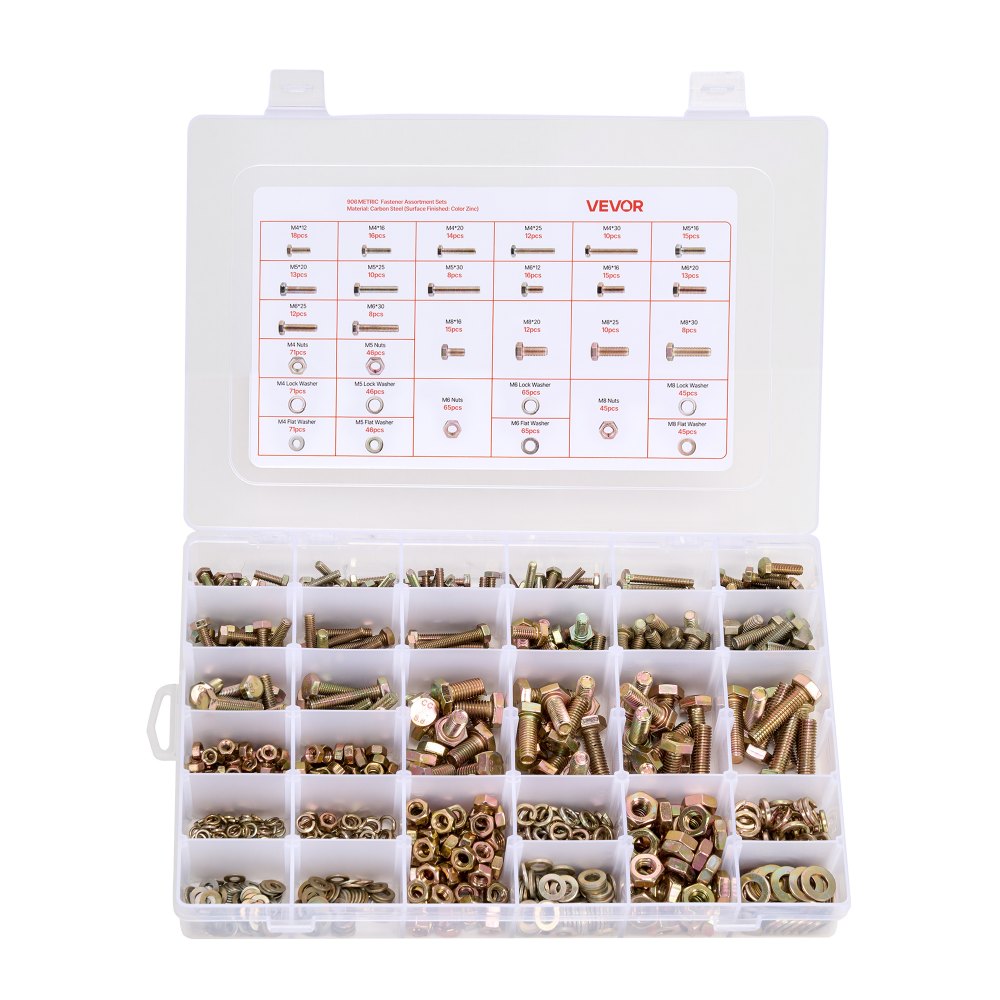 VEVOR 906 Pcs Bolts and Nuts Assortment Kit, Metric Machine Screws and ...