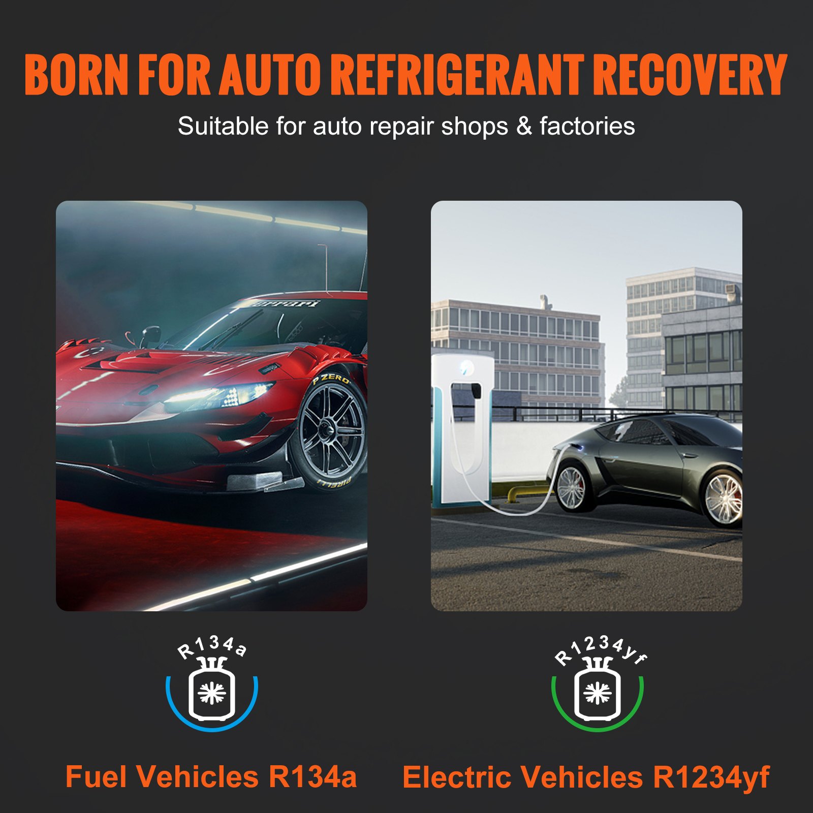 VEVOR Fully Automatic Refrigerant Recovery Machine - Dual Cylinder AC ...