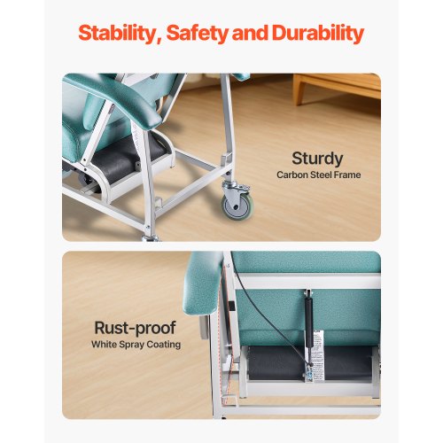 VEVOR Geri Chair Recliner 4-Position Reclining Geri Chair with Trays ...