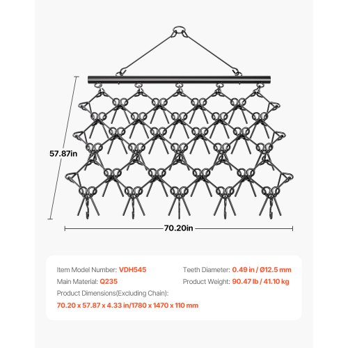Drag Harrow 5.8 x 4.8 ft Chain Harrow ATV Lawn Rake for Landscape ...
