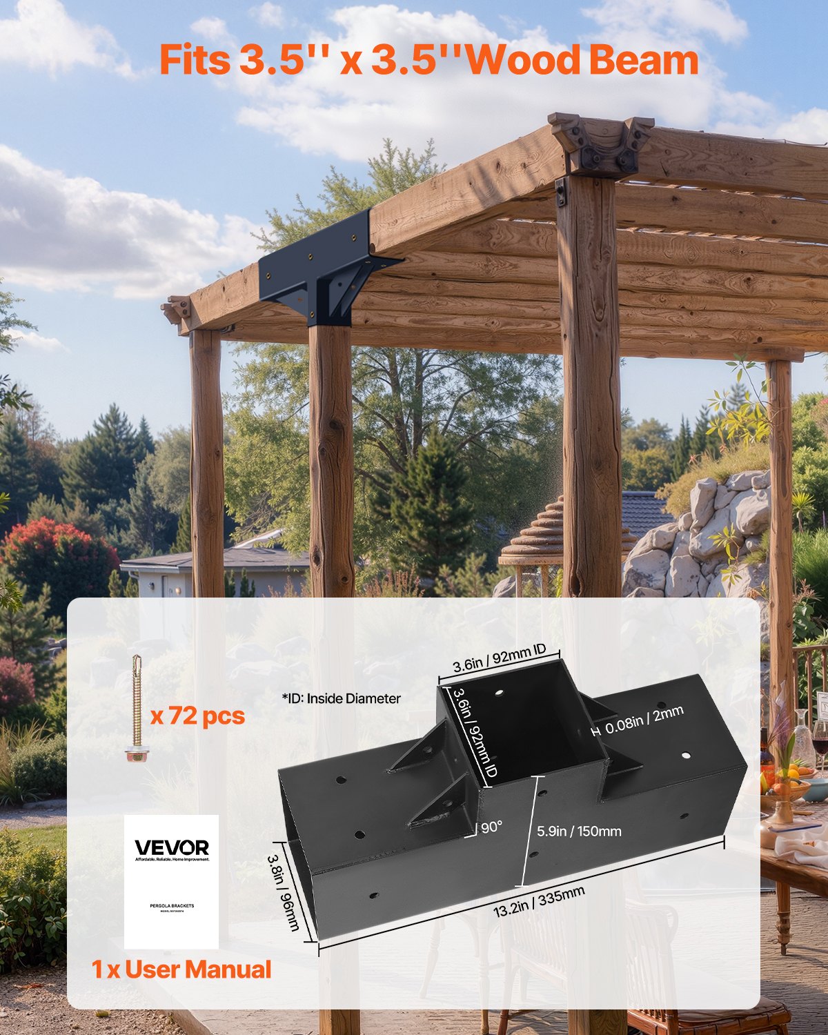 VEVOR 4x4 Pergola Brackets — Strong & Durable Support