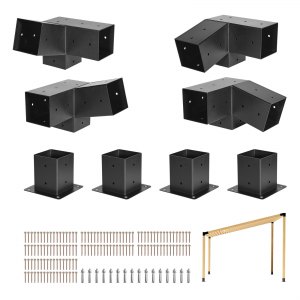 VEVOR Pergola Kit, 4x4 Inch 3-Way Slanted Bracket for 3.5x3.5 Inch Wood ...