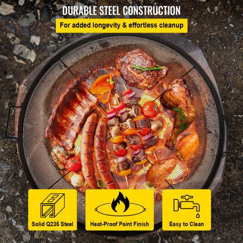 VEVOR Round Fire Pit Grate, 25" Diameter Fire Pit Grill Grate, X-Marks ...