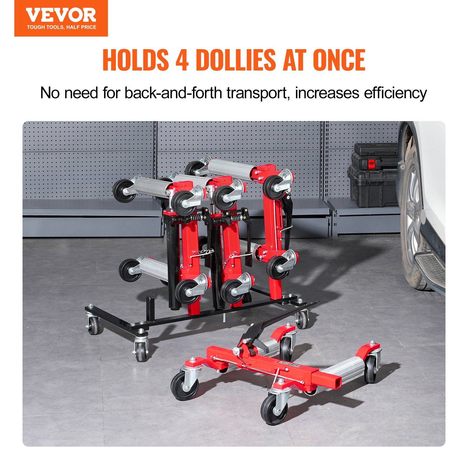 VEVOR Car Dolly Rack Hydraulic Trolley Jack Stand Organizer 4-Dolly ...