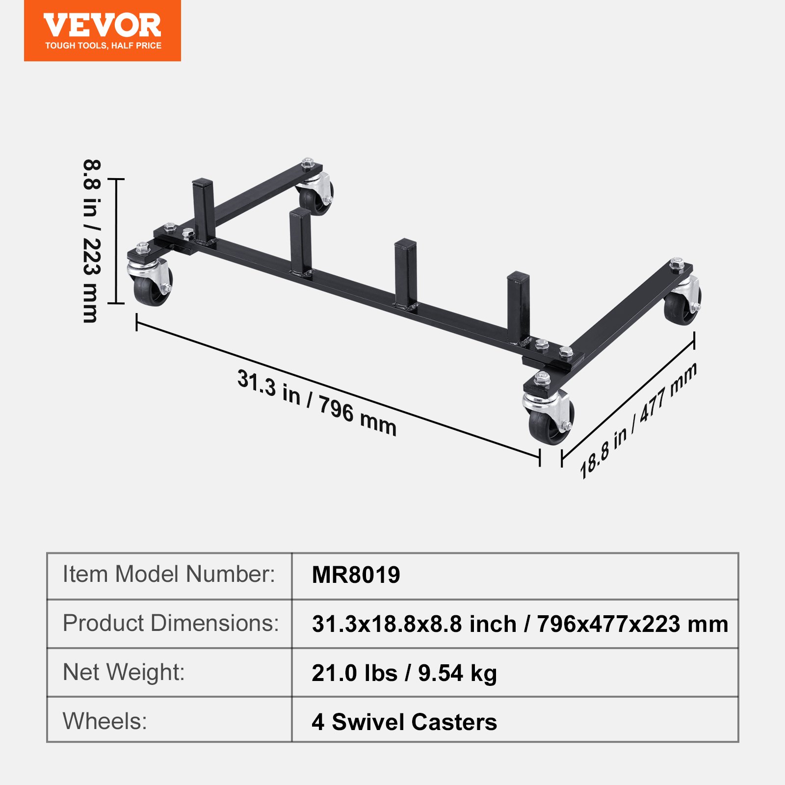 VEVOR Car Dolly Rack Hydraulic Trolley Jack Stand Organizer 4-Dolly ...
