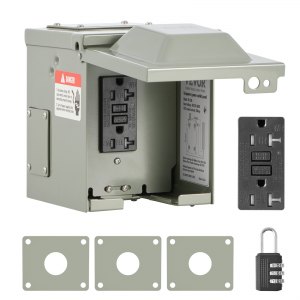 VEVOR Outdoor Electrical Outlet Box, 20 AMP GFCI Receptacle, Electrical ...