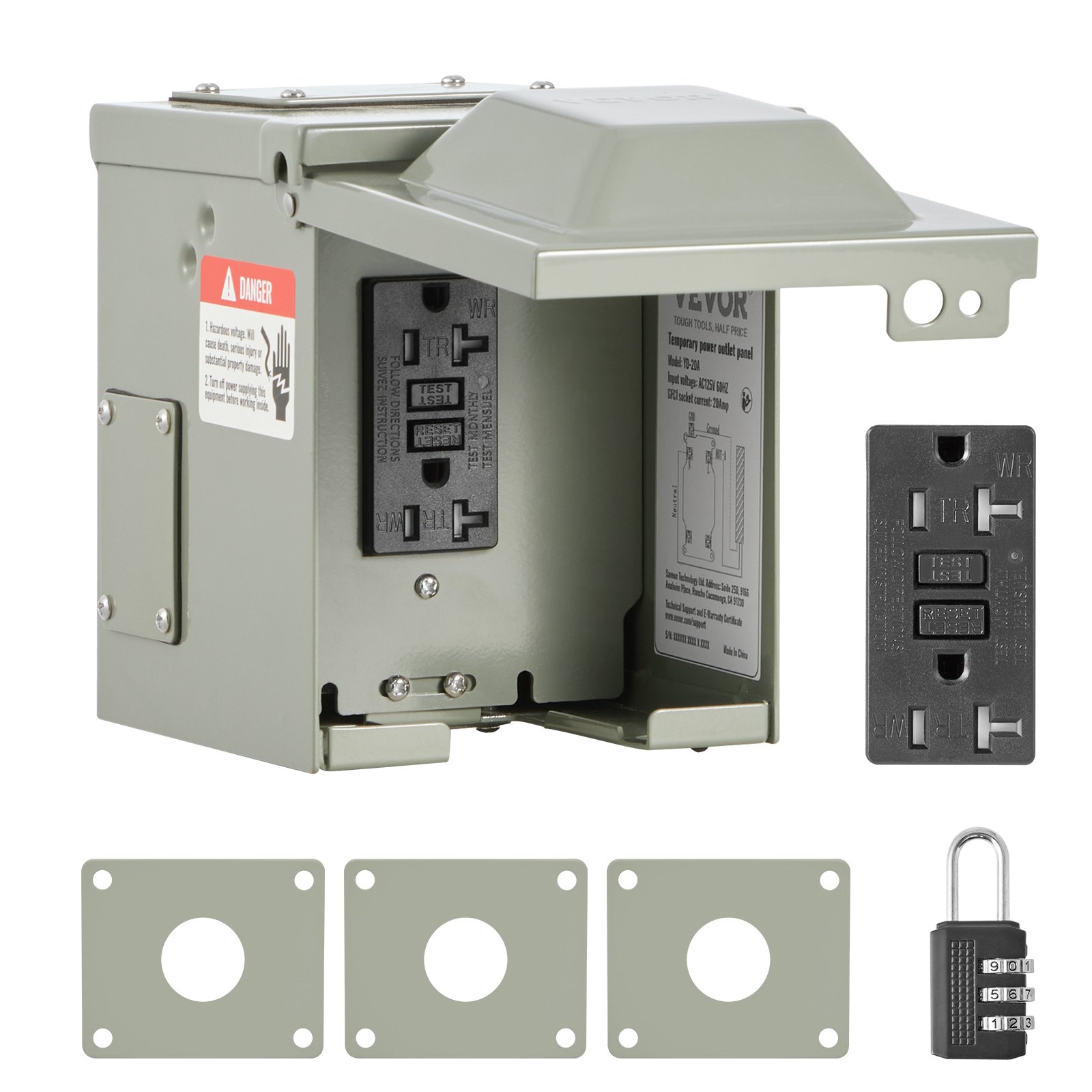 Outdoor Electrical Outlet Box 20 AMP GFCI Receptacles Power Outlet Box ...