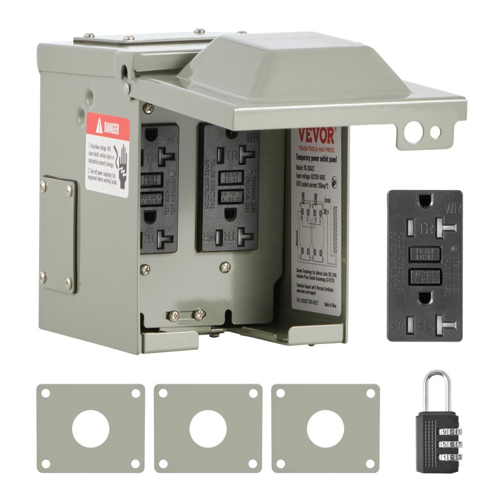 Outdoor Electrical Outlet Box 2 20 AMP GFCI Receptacles Power Outlet ...
