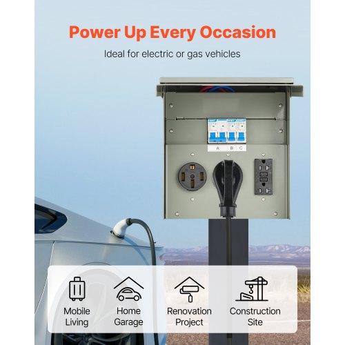 Temporary Power Outlet Panel RV Electrical Panel 20 30 50 Amp Outlet ...