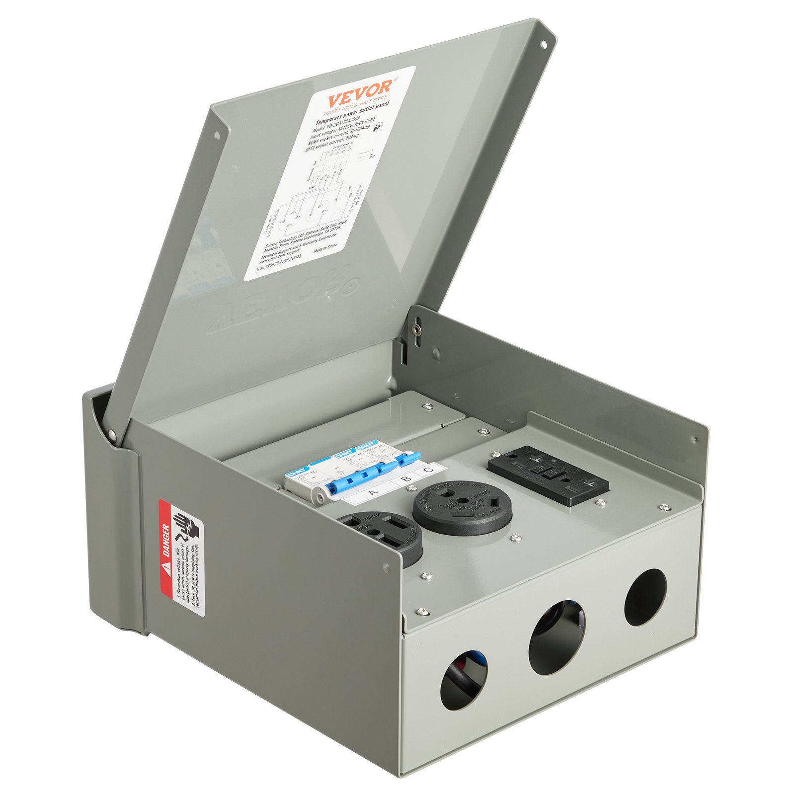VEVOR Temporary Power Outlet Panel, 20 30 50 Amp, RV EV Electrical ...