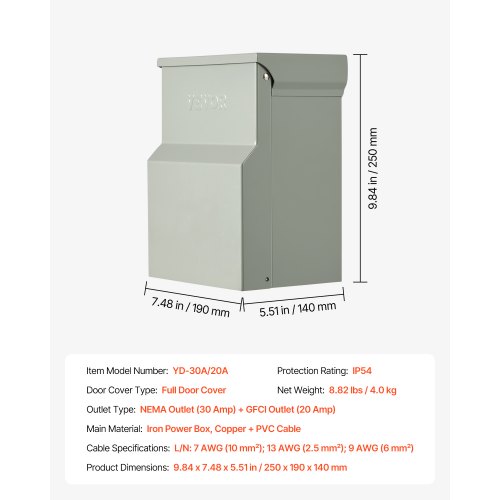 VEVOR Temporary Power Outlet Panel RV Electrical Panel 20 30 Amp RV ...