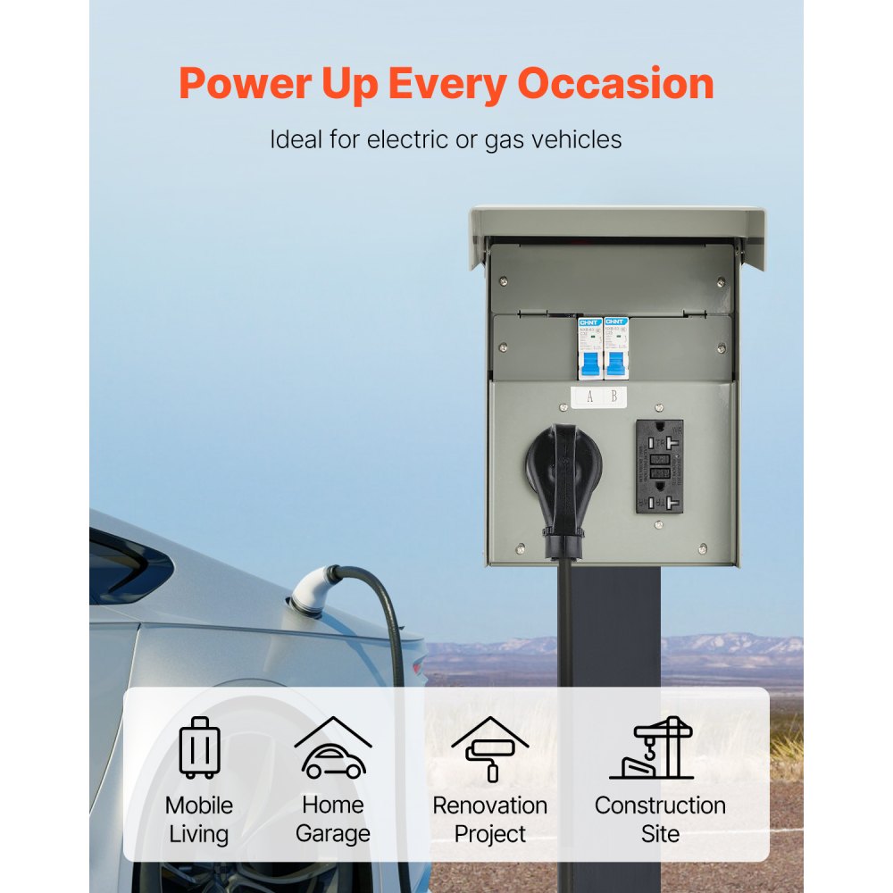 VEVOR Temporary Power Outlet Panel RV Electrical Panel 20 30 Amp RV ...