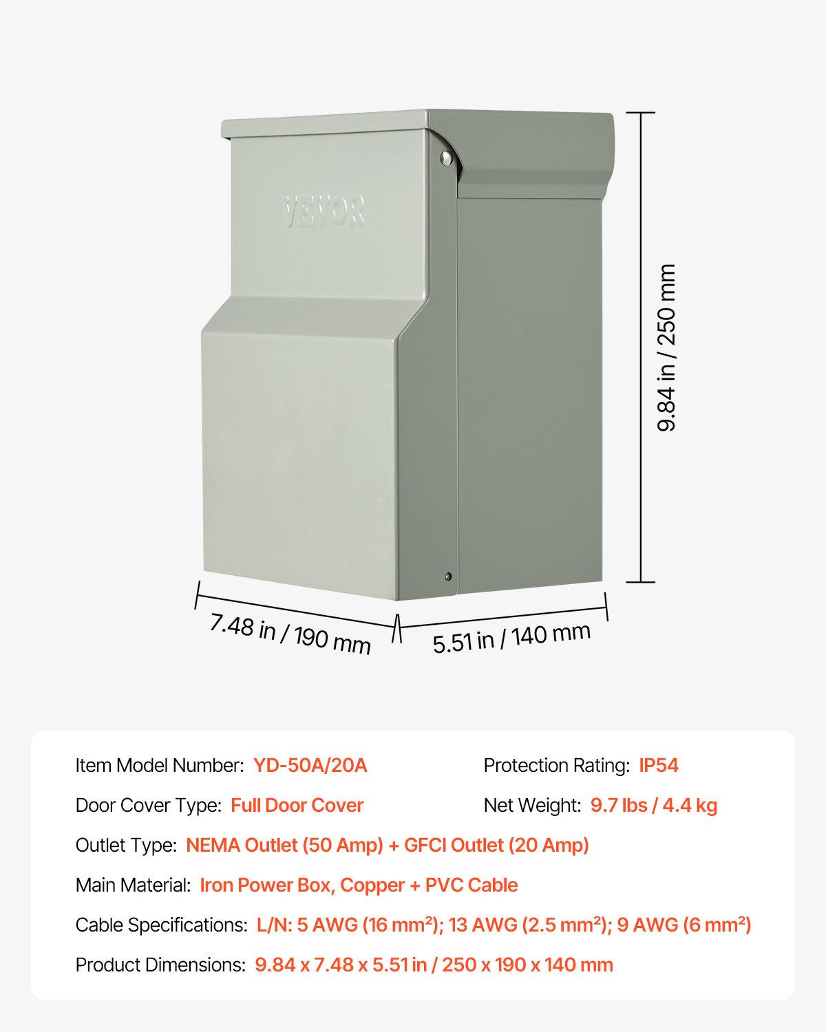 VEVOR Temporary Power Outlet Panel RV Electrical Panel 20 50 Amp RV ...
