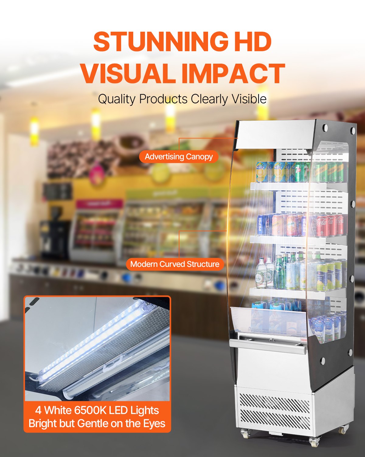 Open Air Merchandiser 3-Tier Display Cooler with Air Curtain 7.8cu.ft ...