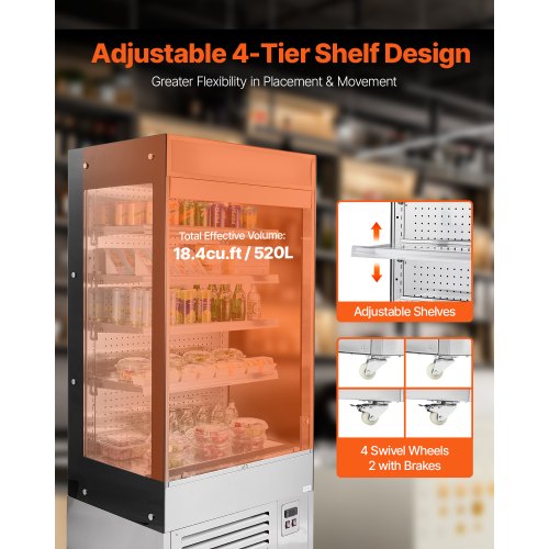 Open Air Merchandiser 4-Tier Display Cooler with Air Curtain 18.4cu.ft ...
