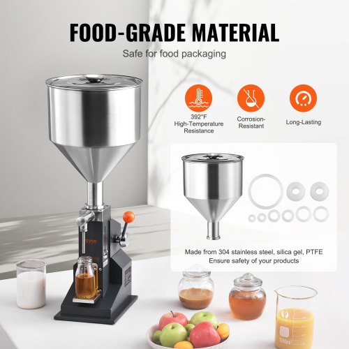 VEVOR Manual Paste Liquid Filling Machine, 5-100ml Bottle Filler ...