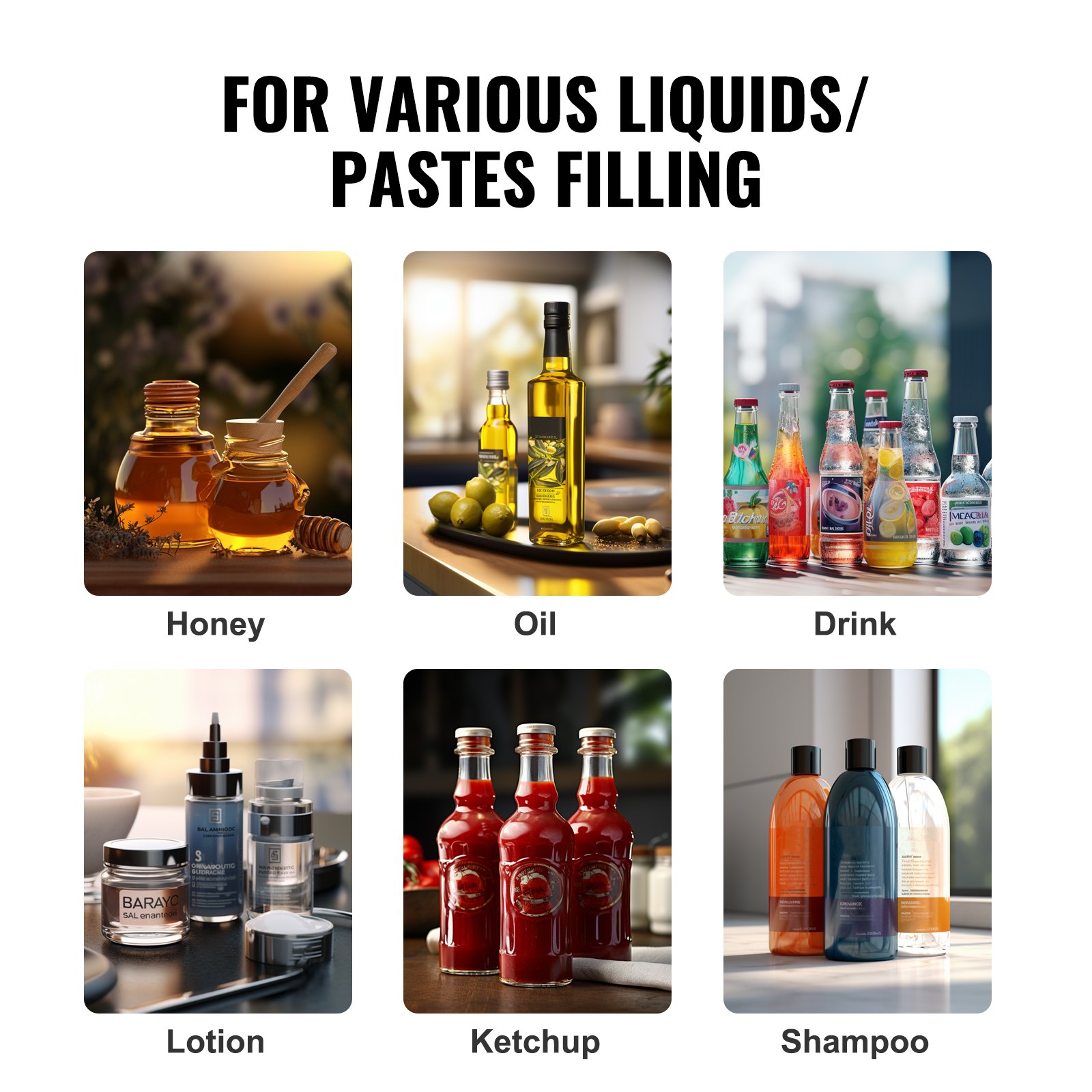 VEVOR Manual Paste Liquid Filling Machine, 5-100ml Bottle Filler ...