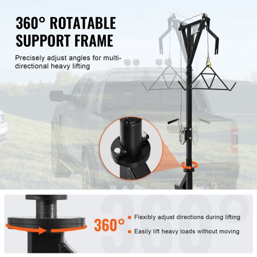 VEVOR Truck Hitch Game Hunting Hoist, 600 lbs Load Capacity, Hitch ...