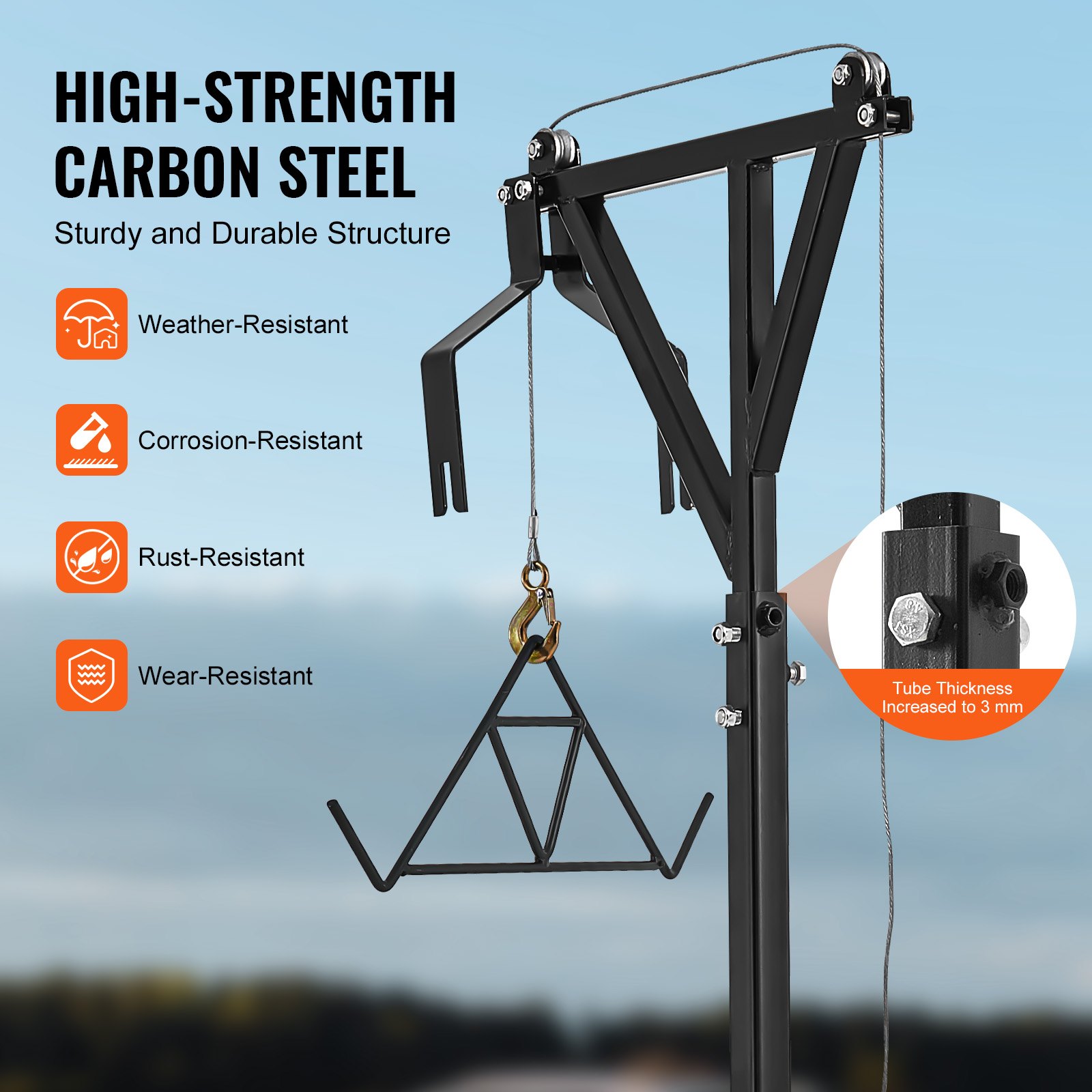 VEVOR Truck Hitch Game Hunting Hoist, 600 lbs Load Capacity, Hitch ...