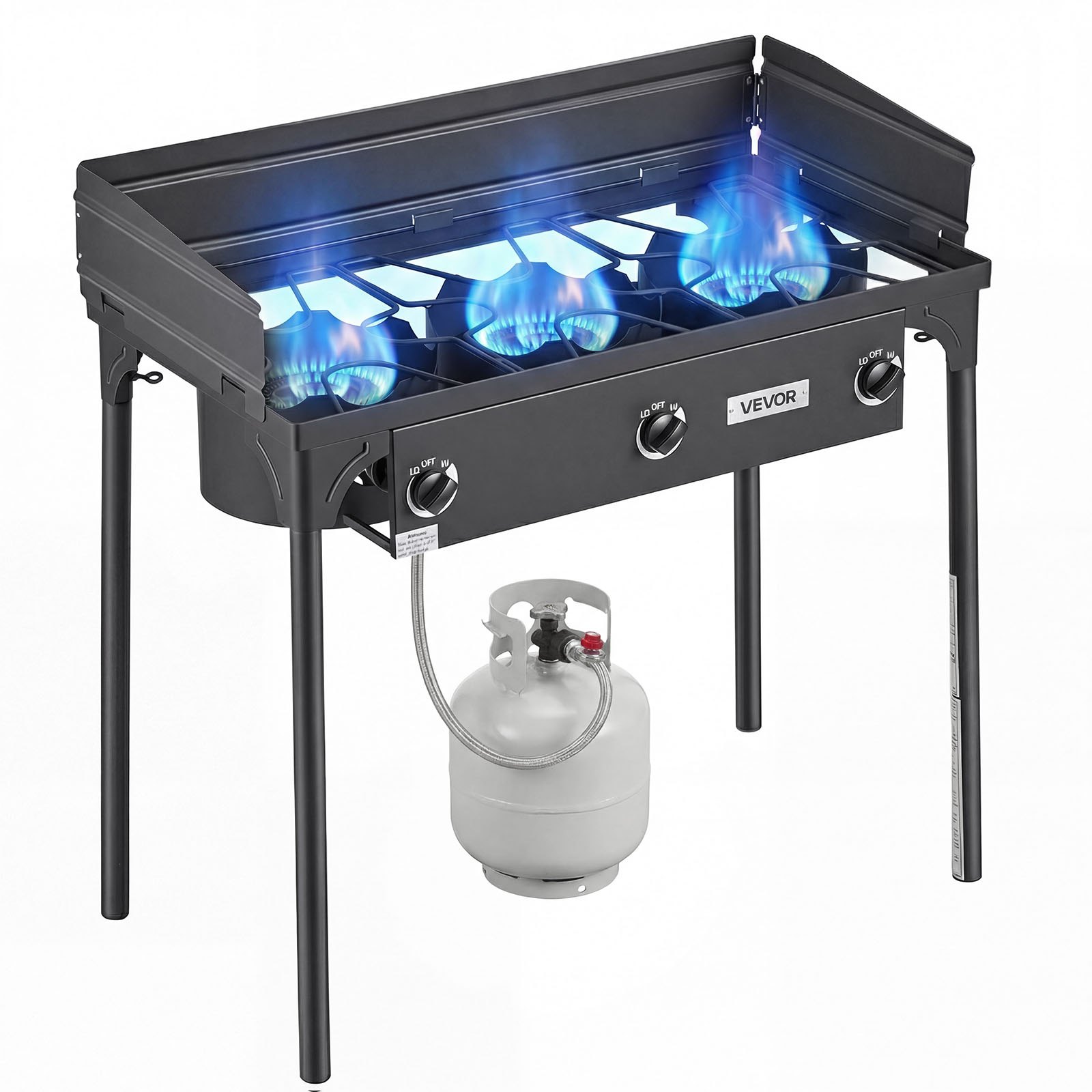 VEVOR 3 Burner Outdoor Propane Gas Stove, 225,000 BTU Propane LPG Gas ...