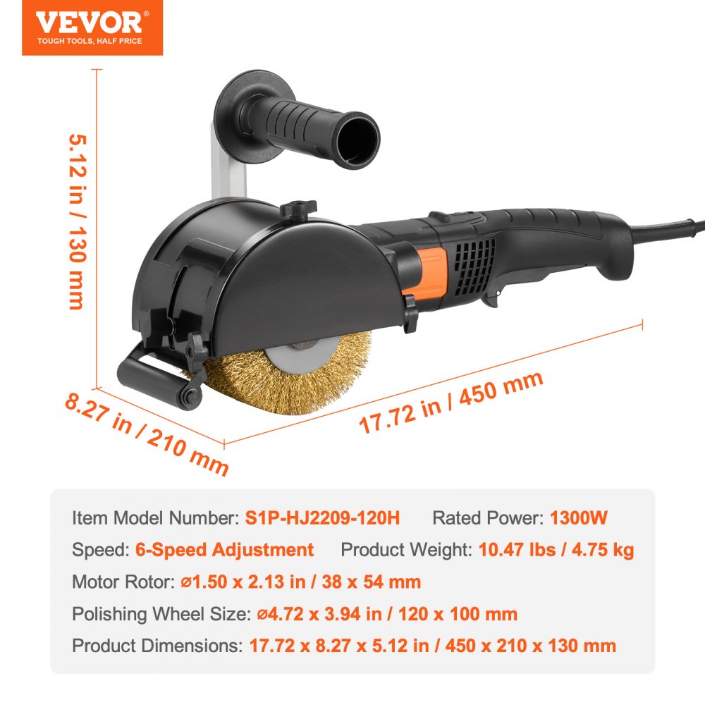 VEVOR Burnishing Polishing Machine 1300W 6-Speed Electric Metal ...
