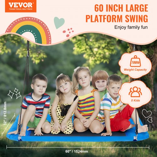 VEVOR Platform Swing 60 Inch Platform Tree Swing for Kids 700lbs Weight ...