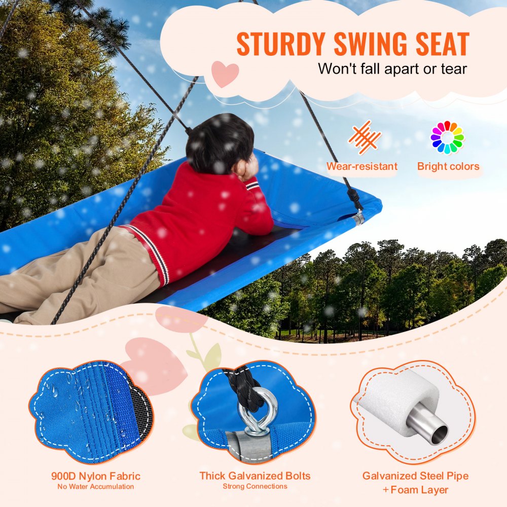 VEVOR Platform Swing 60 Inch Platform Tree Swing for Kids 700lbs Weight ...