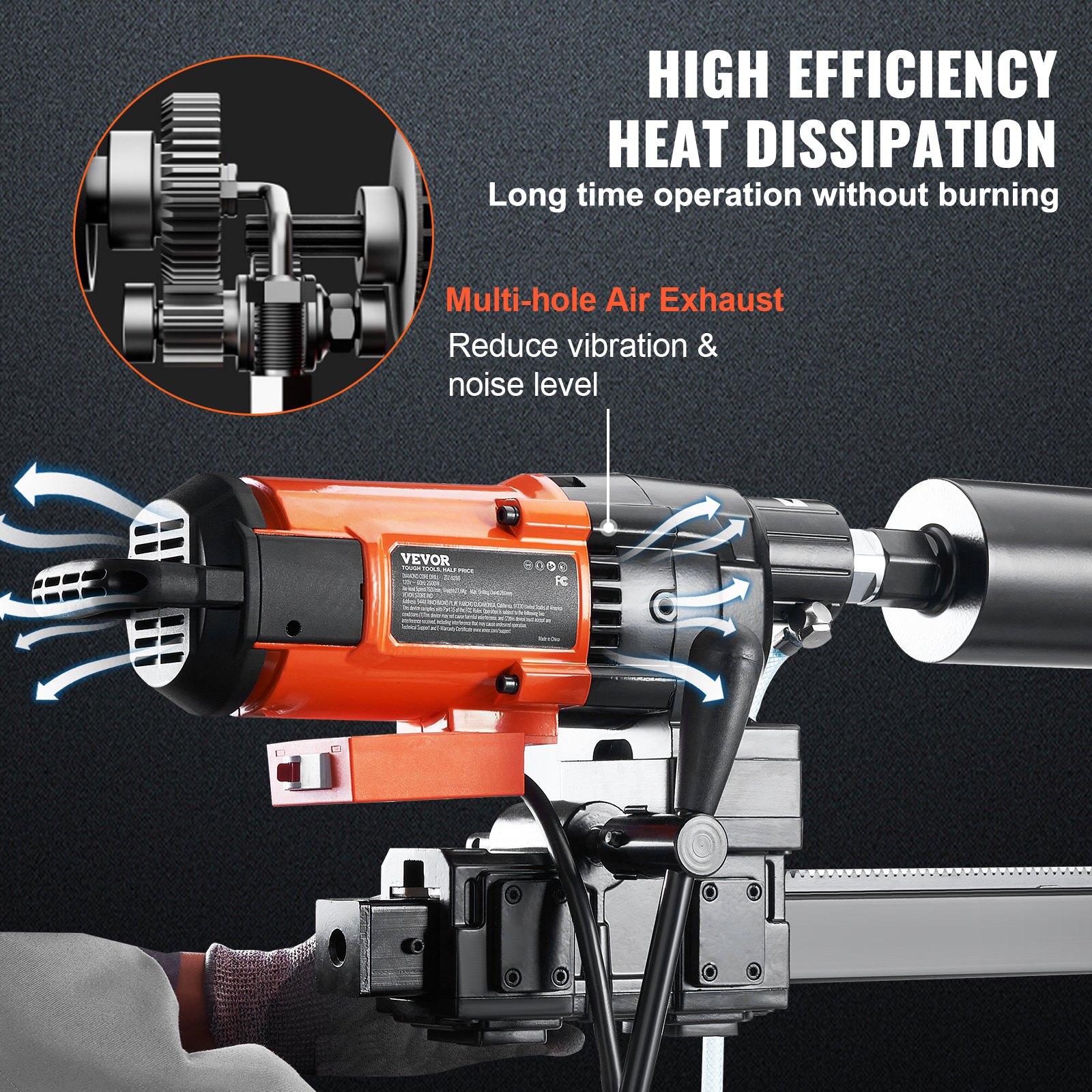 VEVOR Diamond Core Drill Machine Concrete Core Drill Rig Casters 3200W ...
