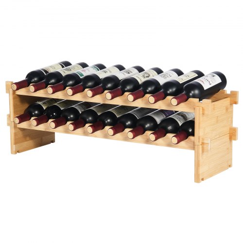 VEVOR 18 Bottle Stackable Modular Wine Rack Bamboo Wood Display Shelf 2 ...