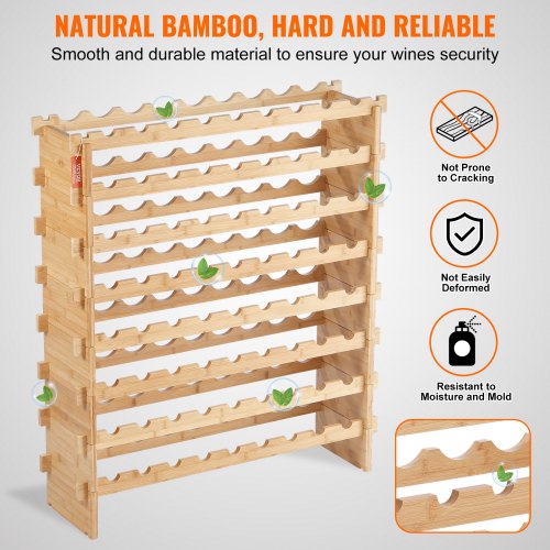 VEVOR 72 Bottle Upgrade Modular Wine Rack Bamboo Wood Display Shelf 8 ...